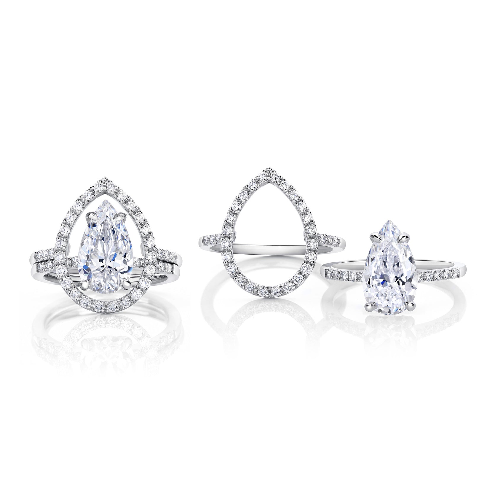 Platinum and Pear Cut Diamond Stacking Rings – Alexander Davis